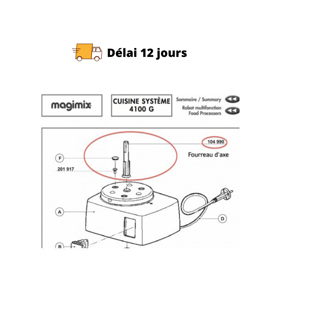 Fourreau d'axe renforcé robot Magimix 4100 | Magasin Habiague